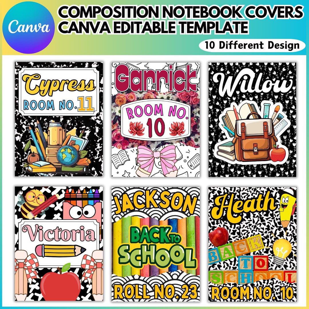 10 Composition Book Cover Template, Canva Composition Notebook Design, Custom Composition ...
