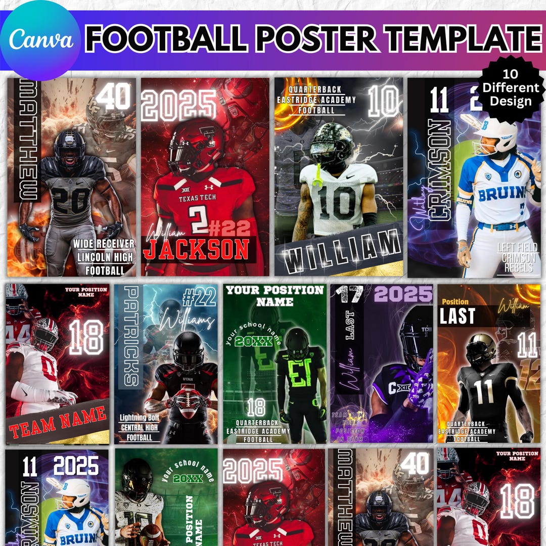Football Poster Canva Template, Sports Background & Digital Backdrop ...