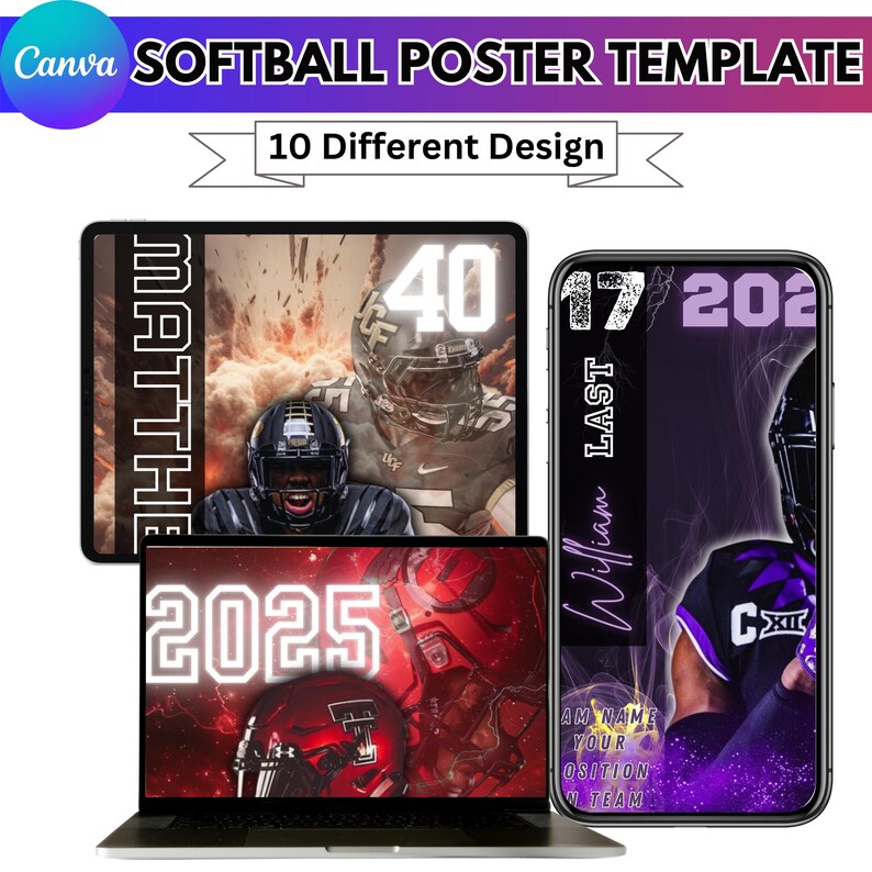 Football Poster Canva Template, Sports Background & Digital Backdrop ...