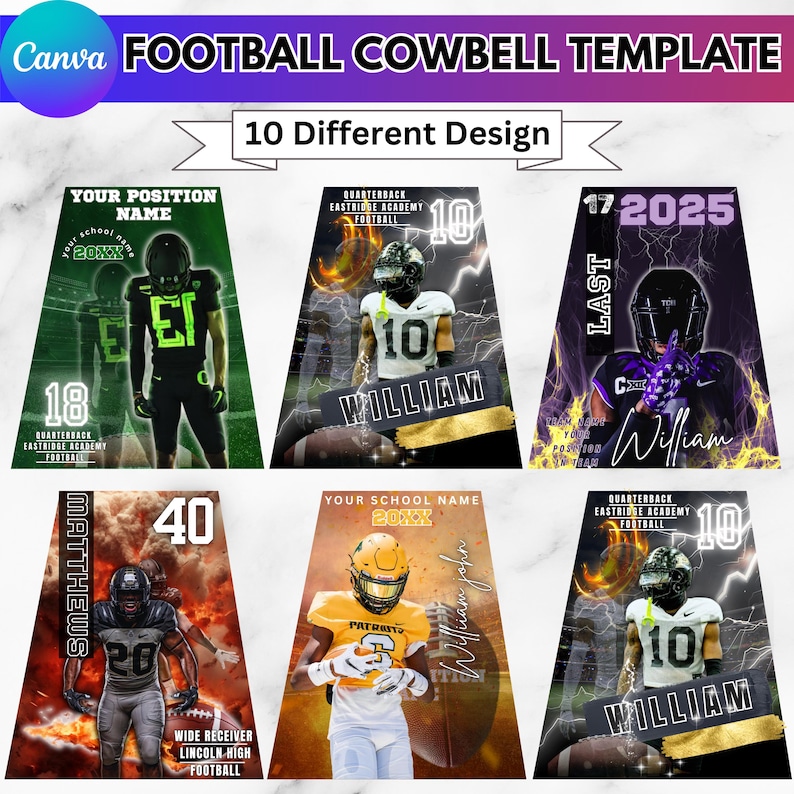 Cowbell Sports Football Canva Editable Template, Proud Mom Cowbell ...