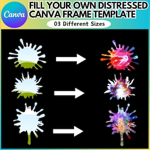 Bleach Effect Distressed Edge Canva Frames Template, Editable Paint ...
