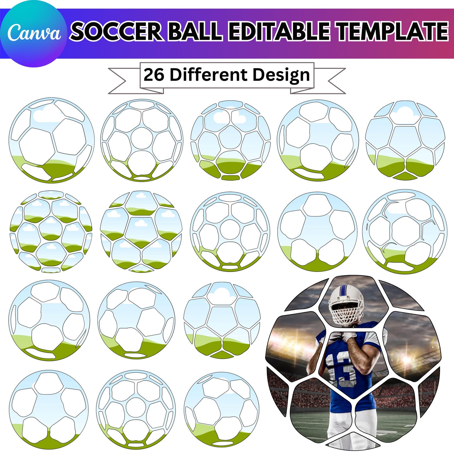 Soccer Panel Template, Soccer Ball Panel Blank, Custom Soccer Ball Wrap ...