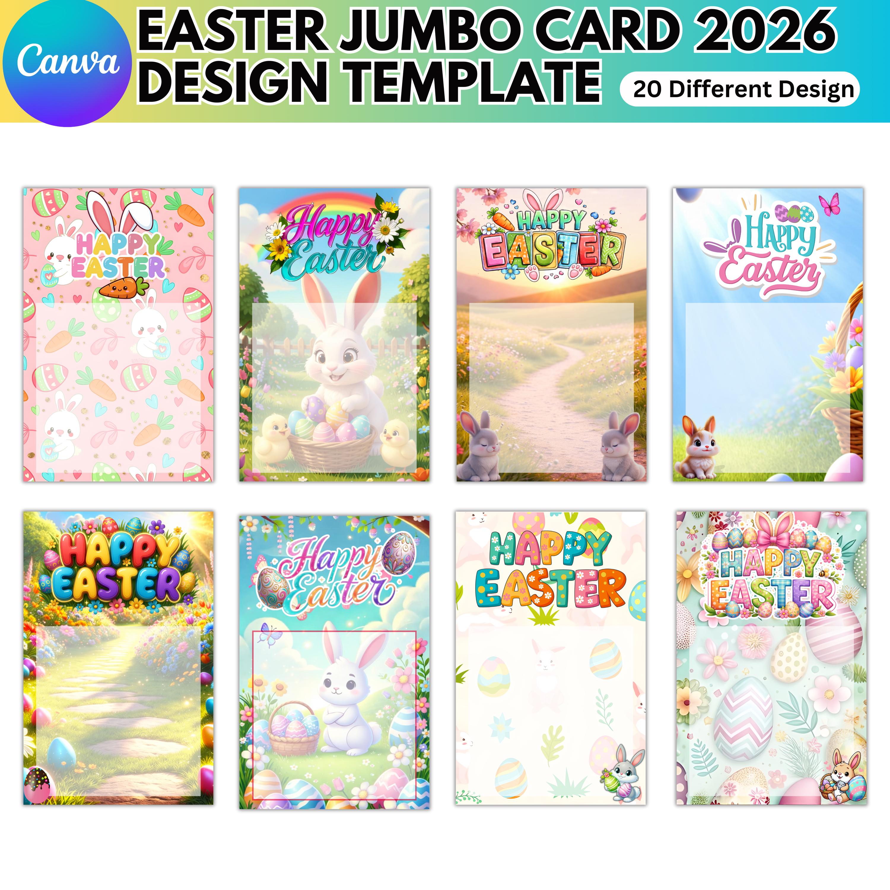 Easter Jumbo Treat Card Template, Printable Easter Treat Holder, Bunny ...
