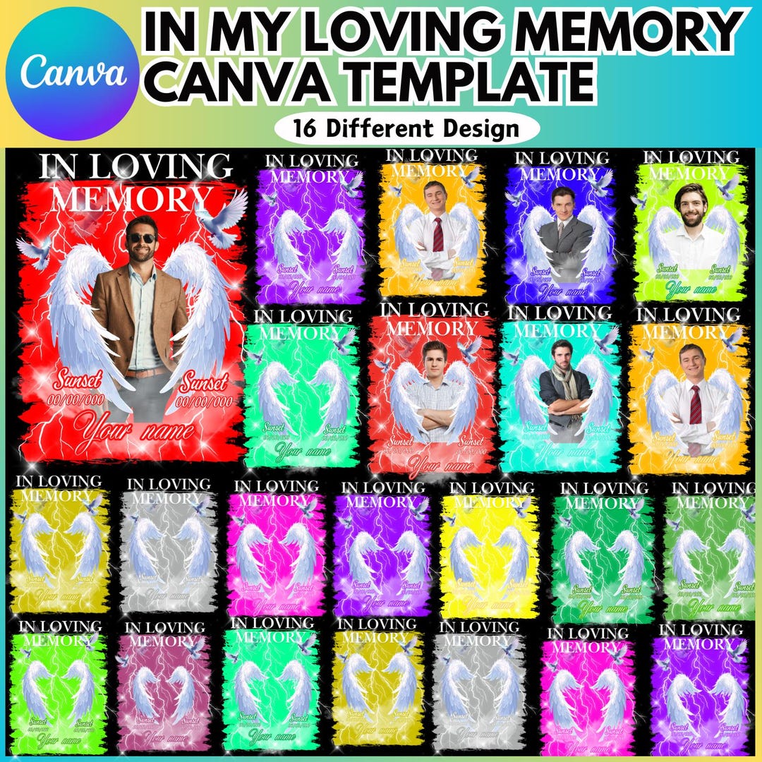 In Loving Memory Design Canva Editable Bundle Template, Memorial Design ...