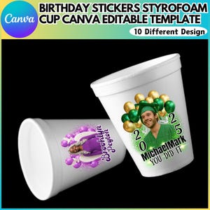 Styrofoam Birthday Sticker Editable Template, Birthday Party Styrofoam ...