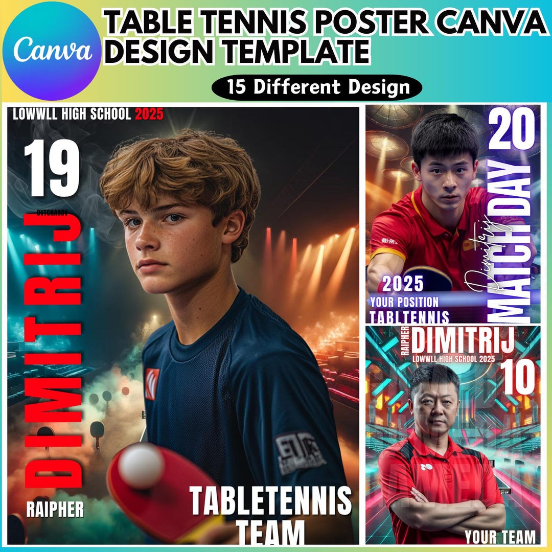 Table Tennis Poster Canva Editable Template, Table Tennis Poster Design ...