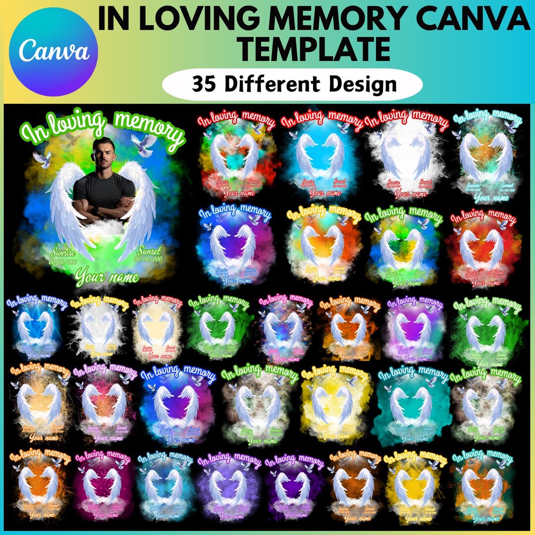 35 in Loving Memory Design Canva Editable Bundle, Memorial Design ...