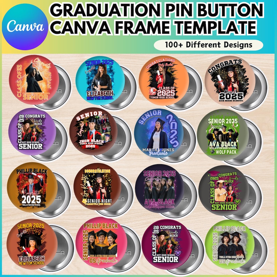 Graduation Pin Button Canva Editable Template, Congratulation 2025 ...