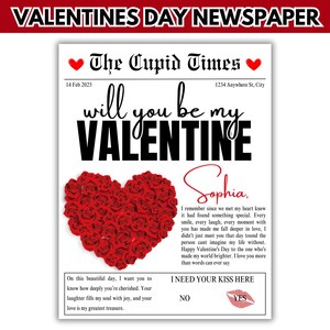 Valentines Cupid Post Newspaper Canva Editable Template, Custom ...