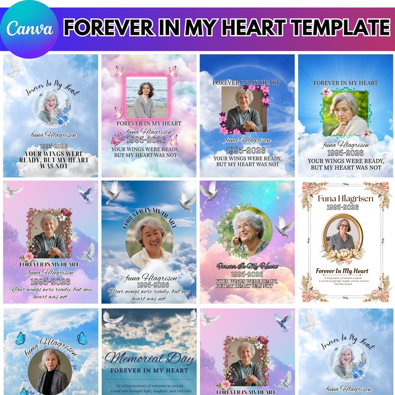 In Loving Memory Design Flyer Canva Editable Forever in My Heart Canva ...