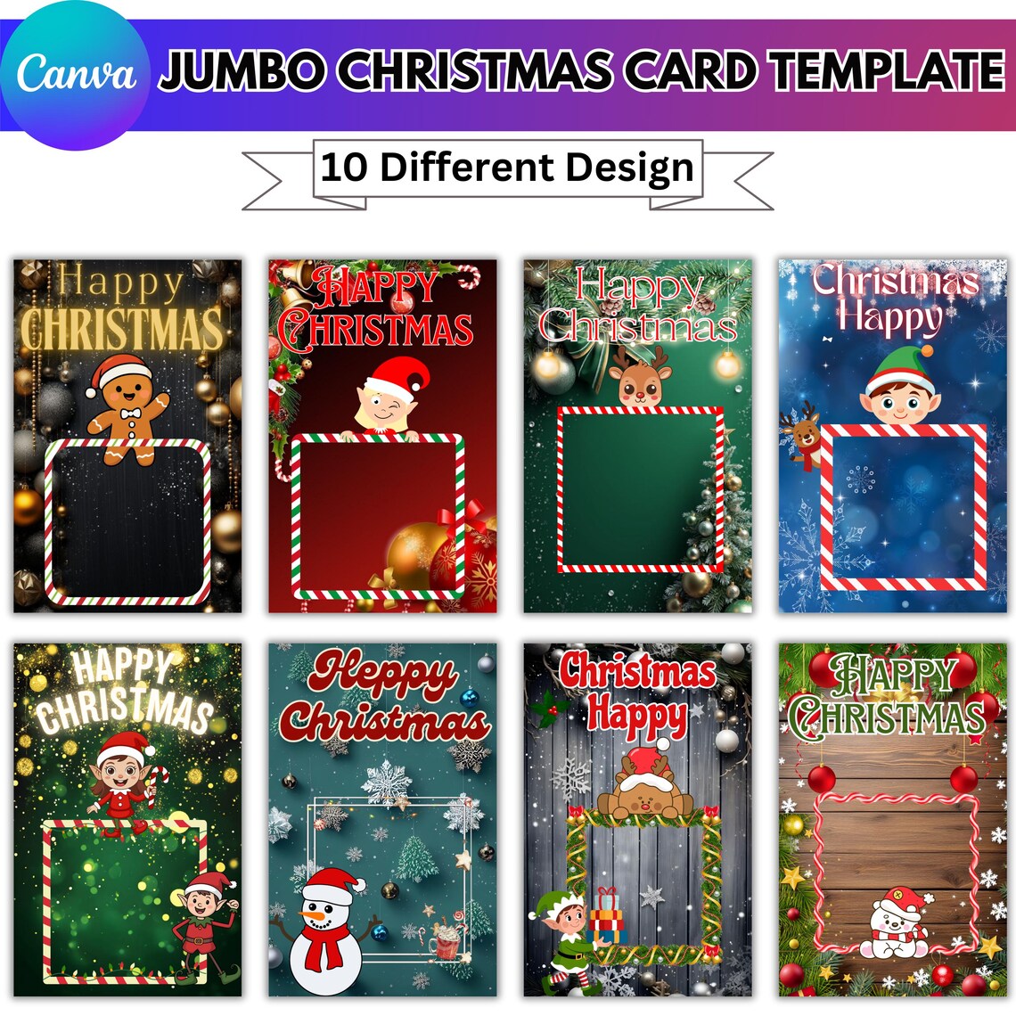 Jumbo Christmas Cards Bundle, Jumbo Christmas Card Templates, Christmas ...