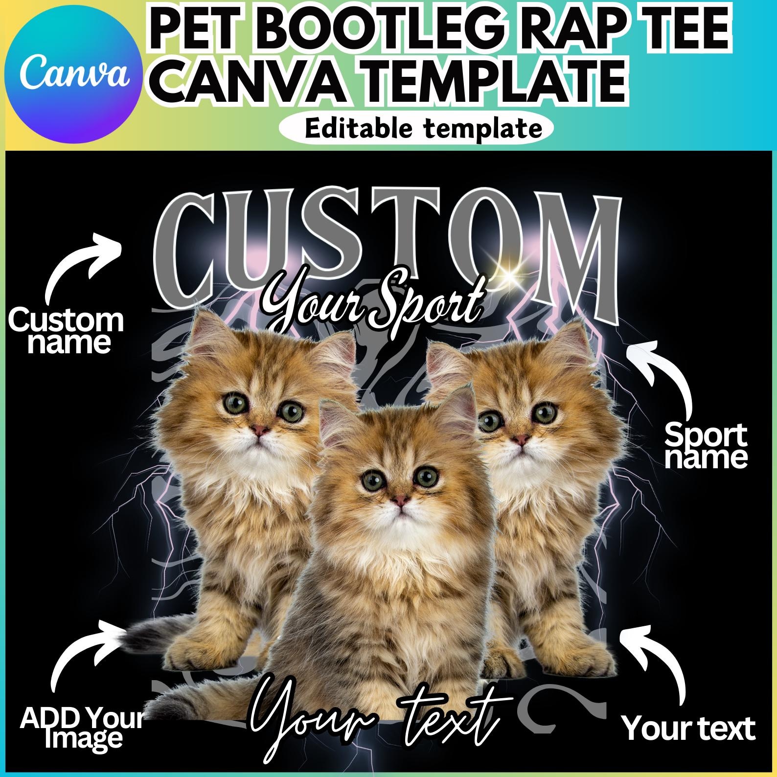 70 Pet Bootleg Canva Editable Template, Custom Pet Sublimation Design ...