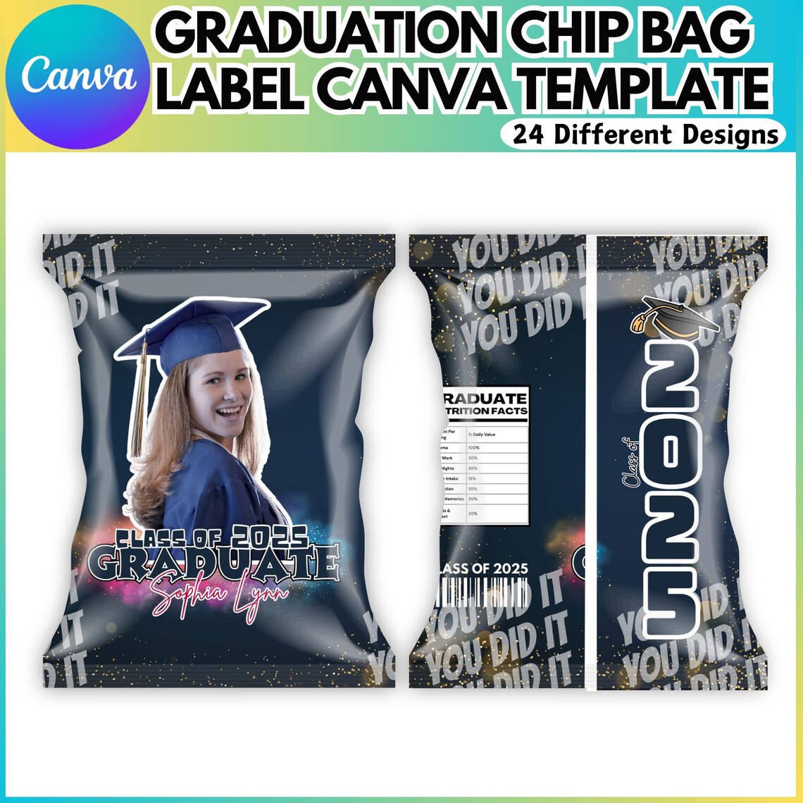 Graduation Chip Bag Canva Editable Templates Bundle, Grad Party Favor ...