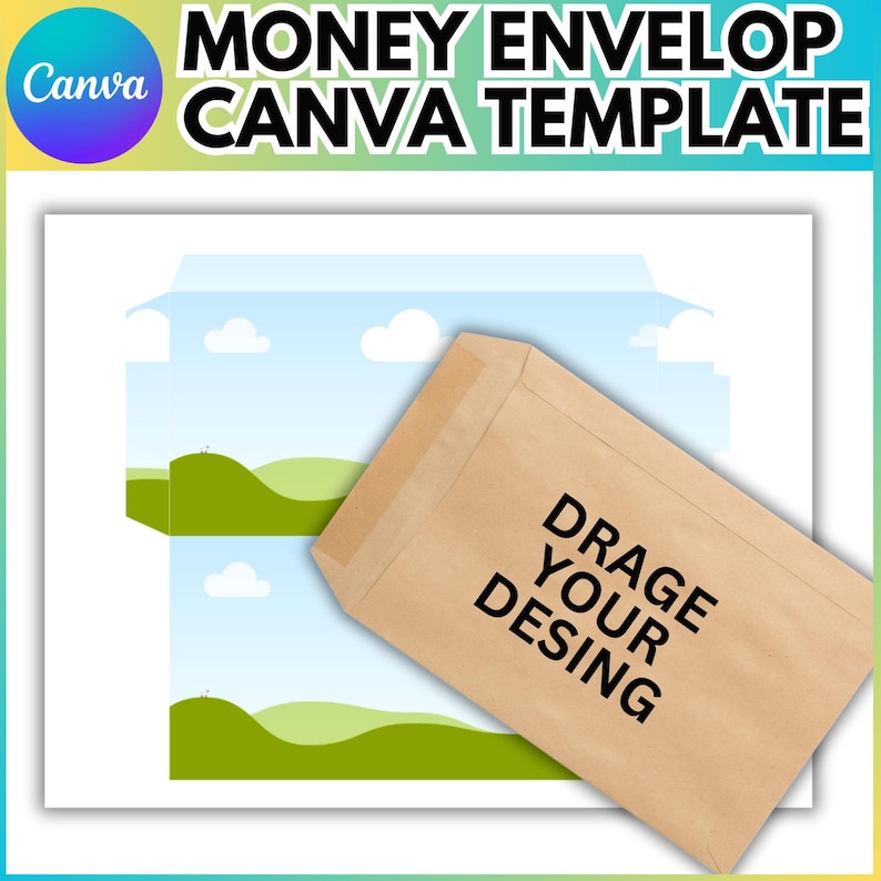 Money Envelope Canva Frame Editable Template, Money Envelope Canva ...