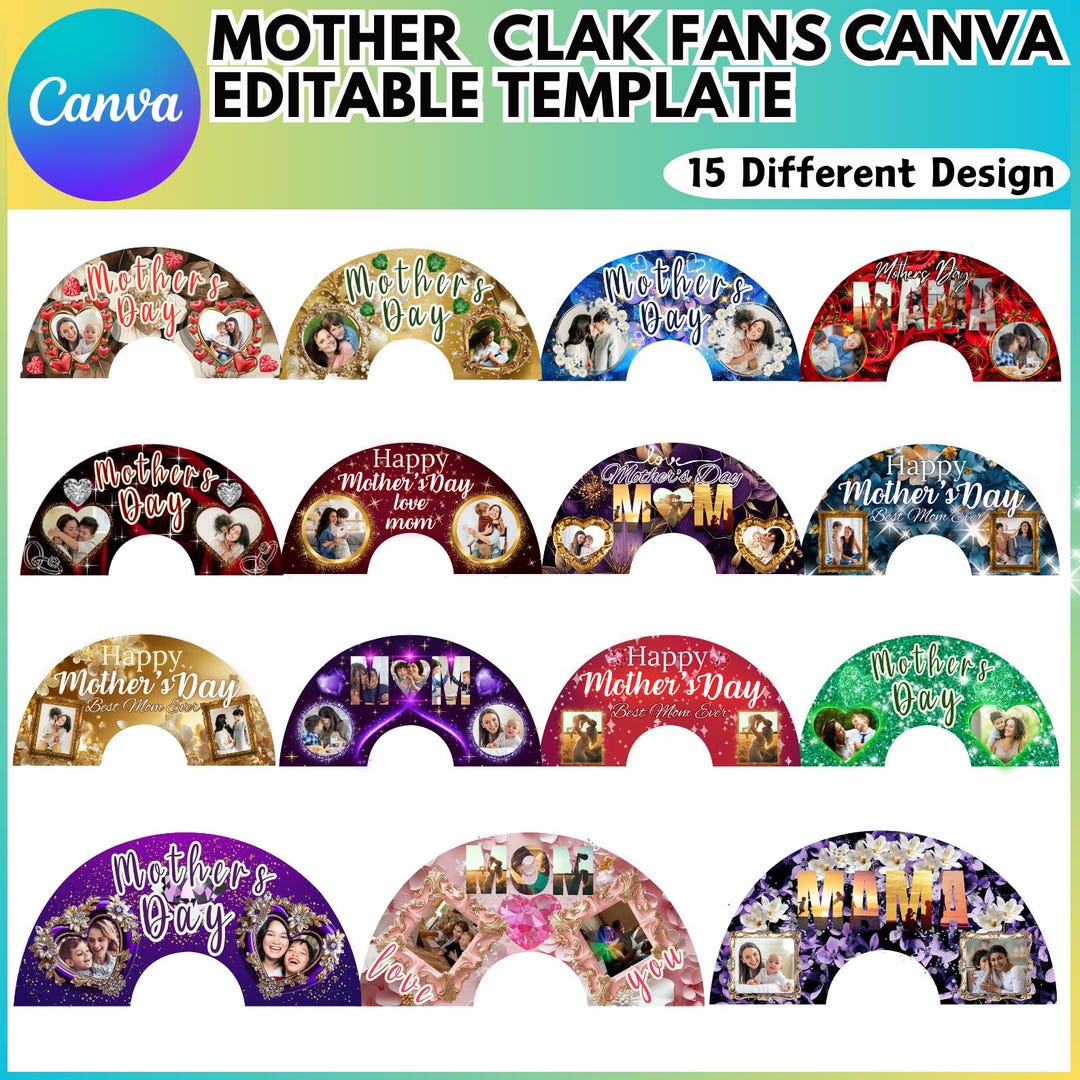 Mothers Day Clack Fan Canva Editable Template, Chinese Fan Template ...