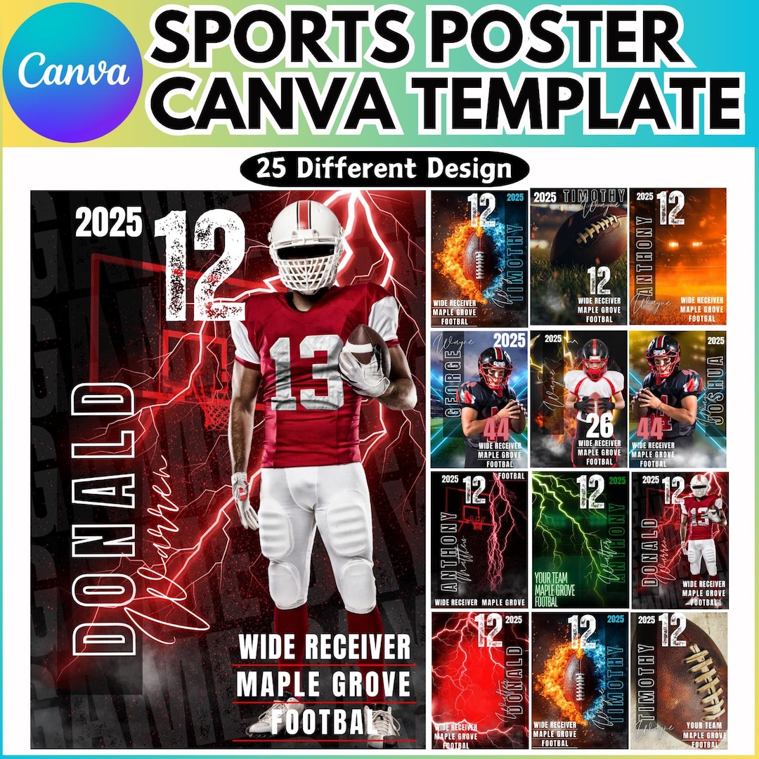 Football Poster Canva Template, Sports Background & Digital Backdrop ...
