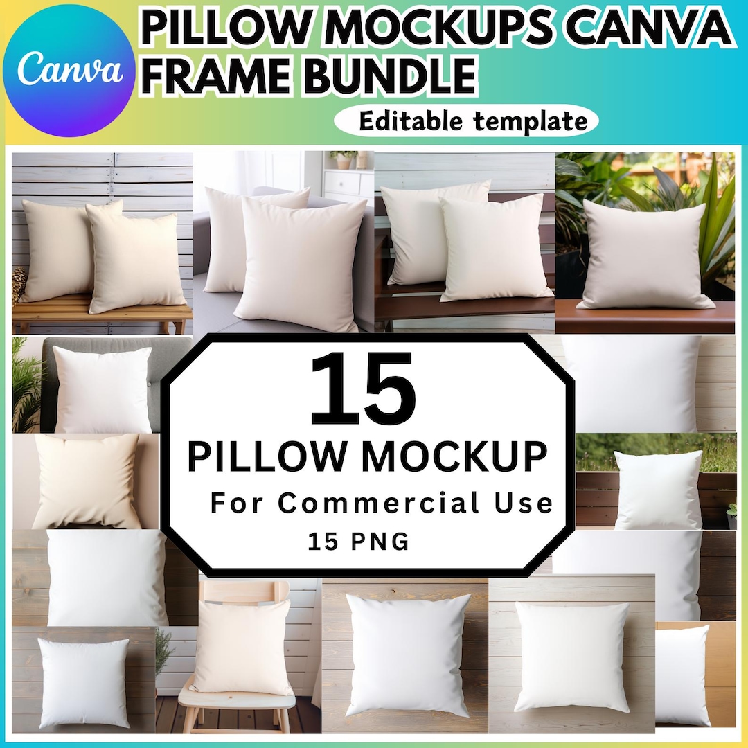 Pillow Mockup Canva Editable Template, Square Pillow Frame, Frames Diy ...