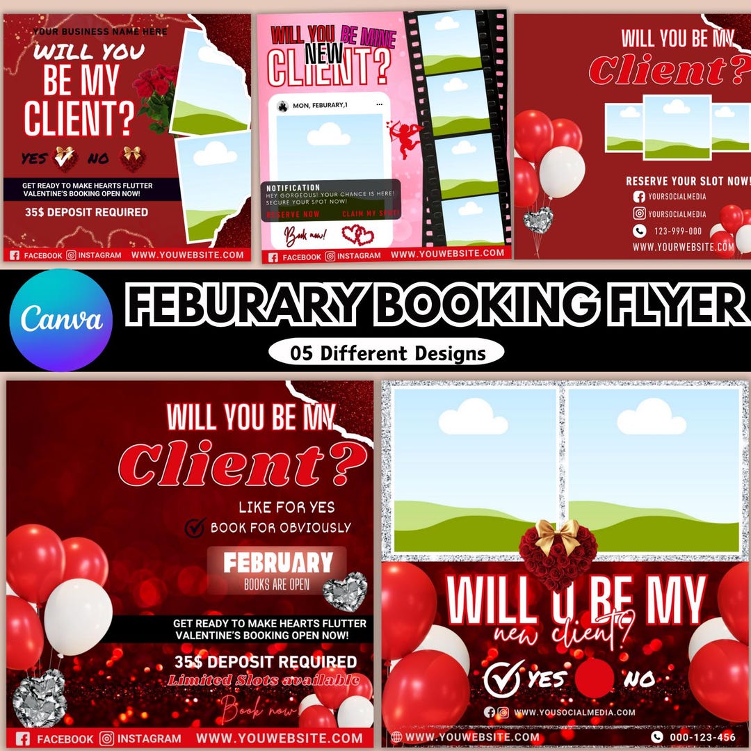 Will You Be My Client, February Booking Canva Editable Template ...