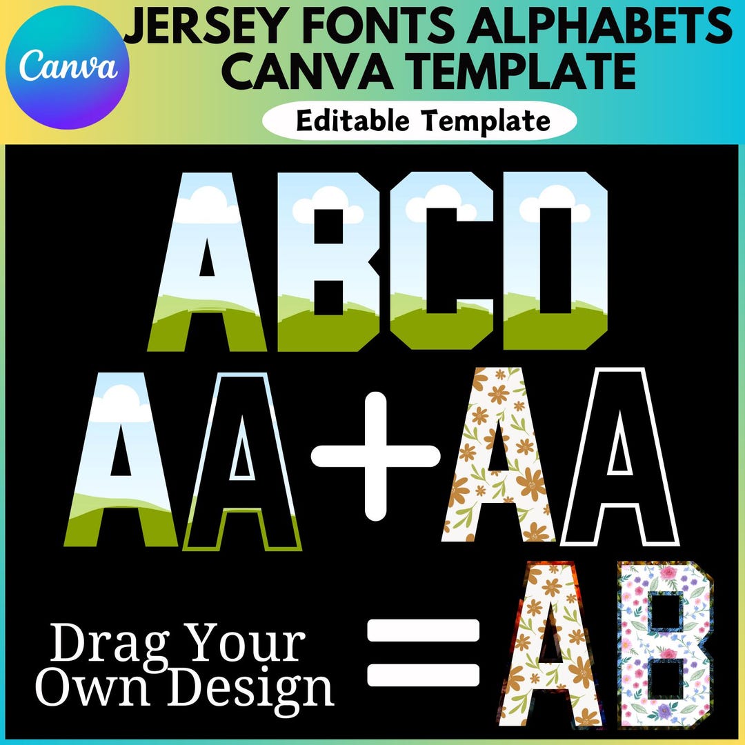 Canva Alphabet Fonts Editable Template, Baby Bonita Canva Frame ...
