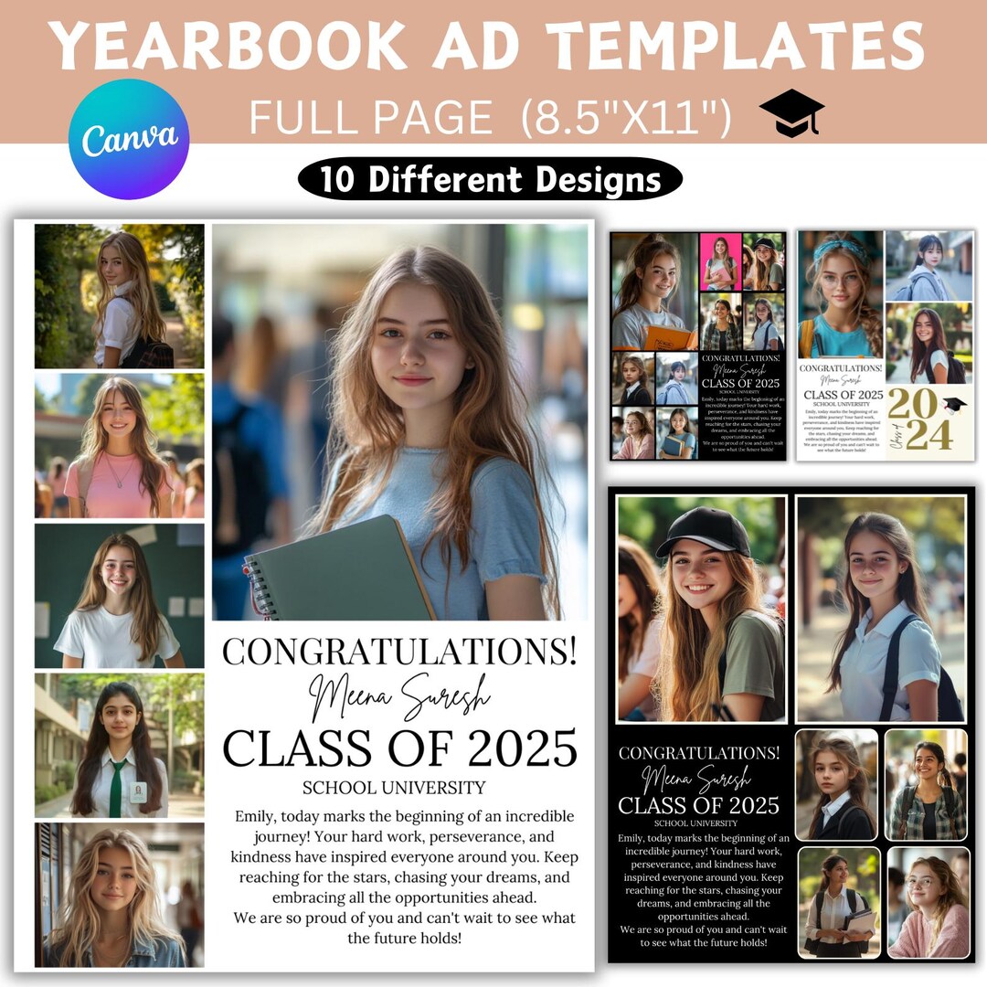 Full Page Yearbook Ad Canva Editable Template, Senior Yearbook Ad ...