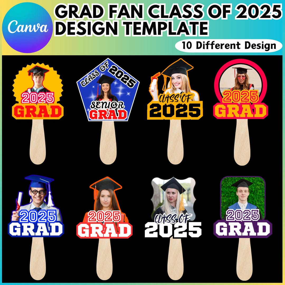 Grad Fan Canva Editable Template, Class of 2025 Graduation Paddle ...