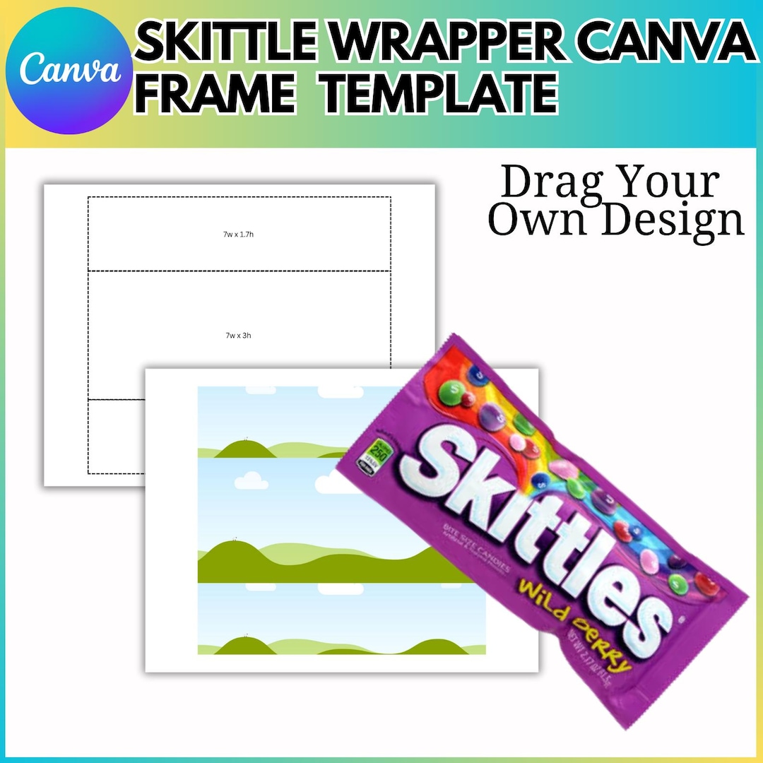 Skittles Wrapper Canva Editable Template, Blank Skittles Candy Wrapper ...