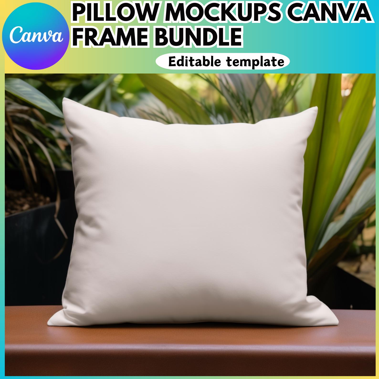 Pillow Mockup Canva Editable Template, Square Pillow Frame, Frames Diy ...