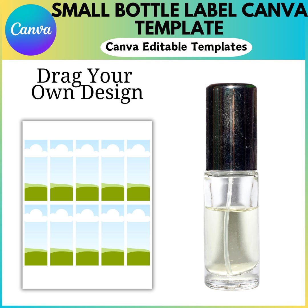 Small Bottle Label Template, Small Bottle Canva Editable, Canva Frame ...