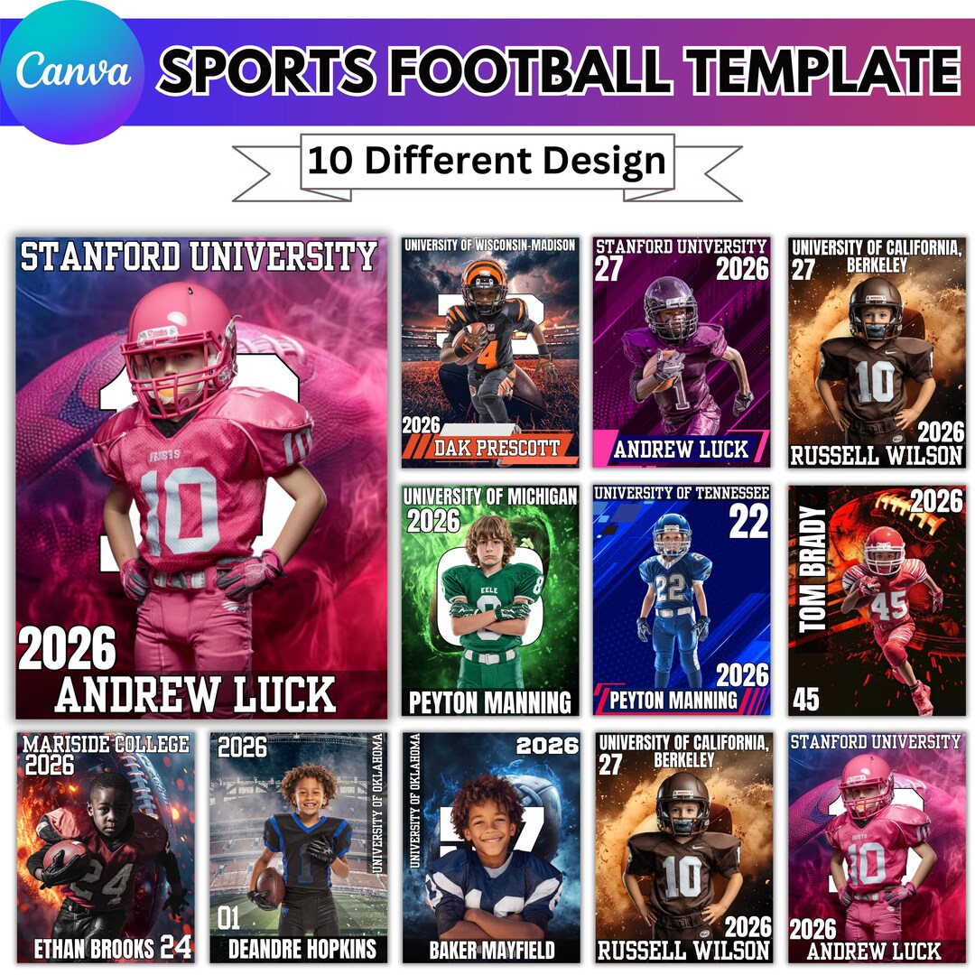 Kids Football Poster Canva Template, Senior Night Banner, Sports Memory ...