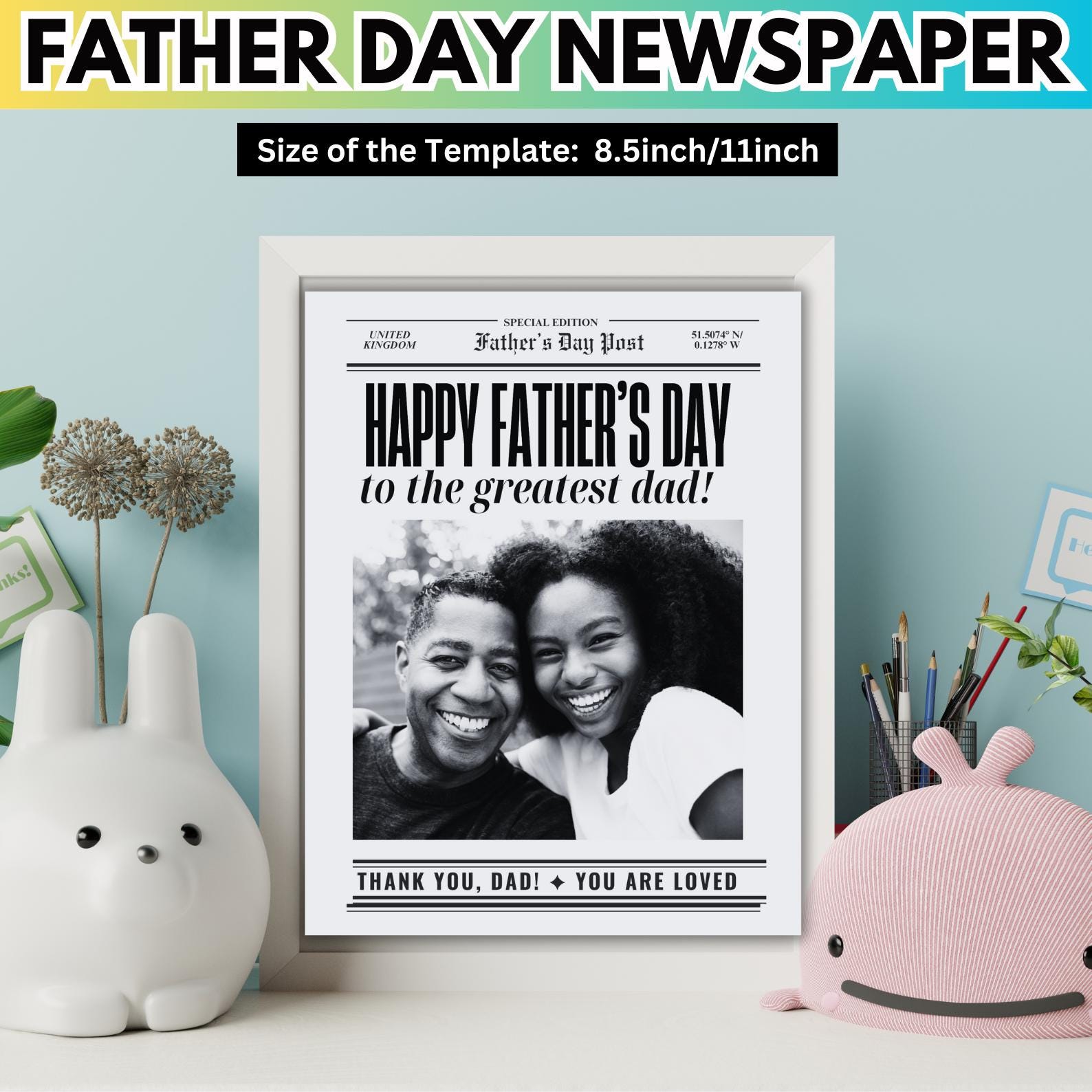 Fathers Day Newspaper Canva Editable Template Bundle, Fathers Day Gift ...
