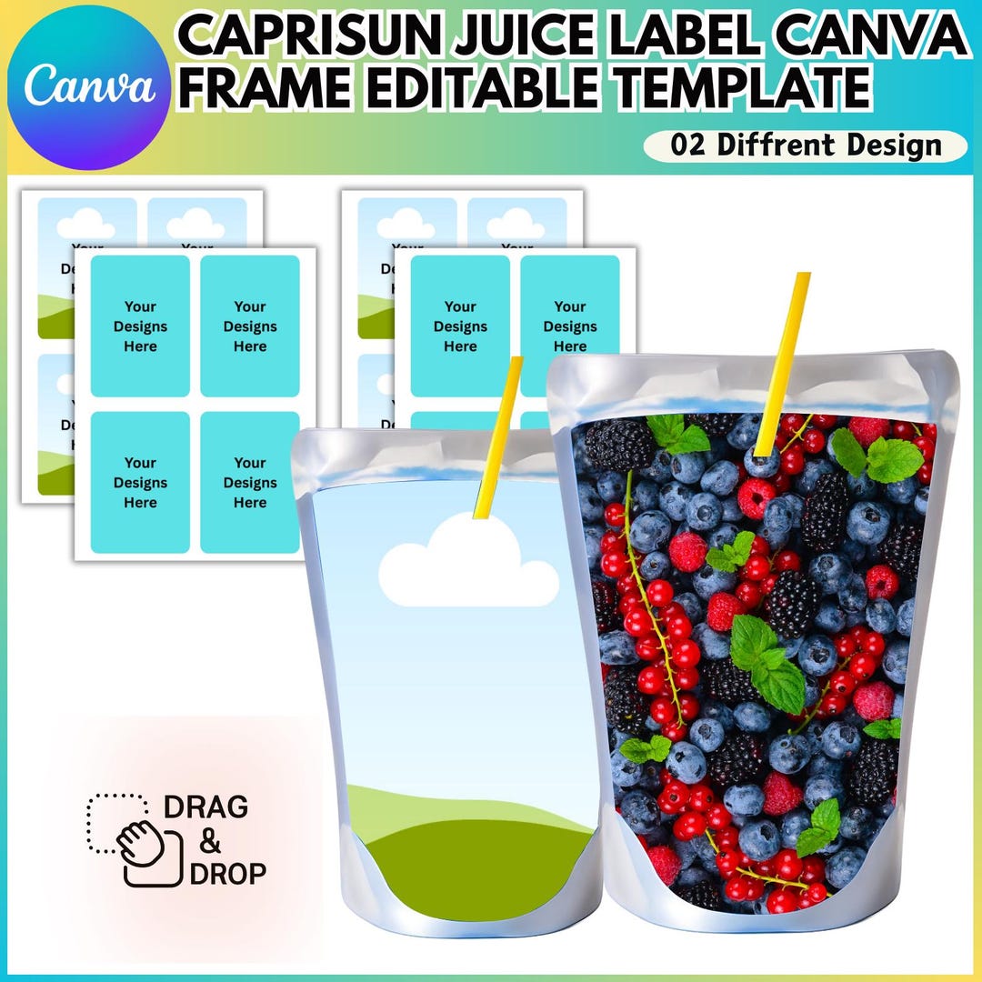 Capri Sun Canva Editable Template, Birthday Party Favor, Capri Label ...
