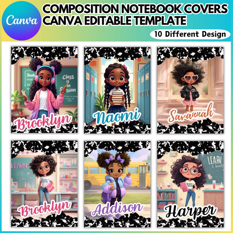 Composition Book Cover Template, Canva Composition Notebook Design ...