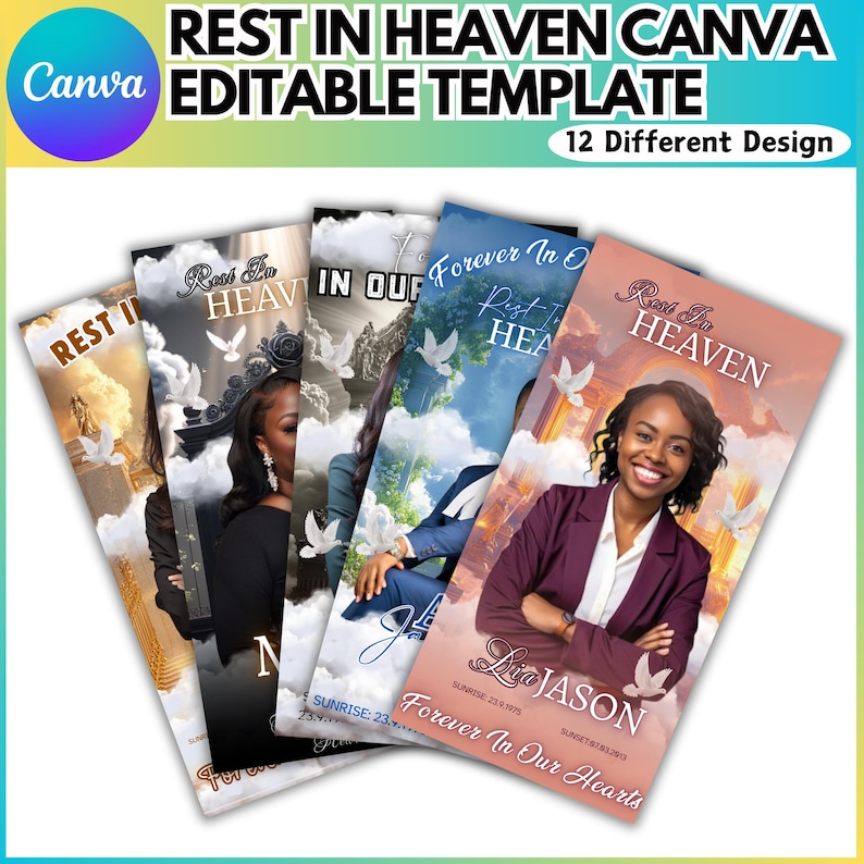 Rest in Heaven Photo Canva Editable Template, in Loving Memory PNG ...
