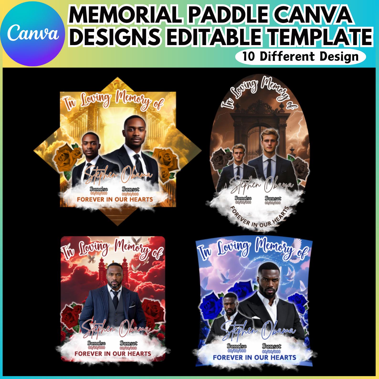 Memorial Funeral Fan Canva Editable Template, Memorial Paddle Fan ...