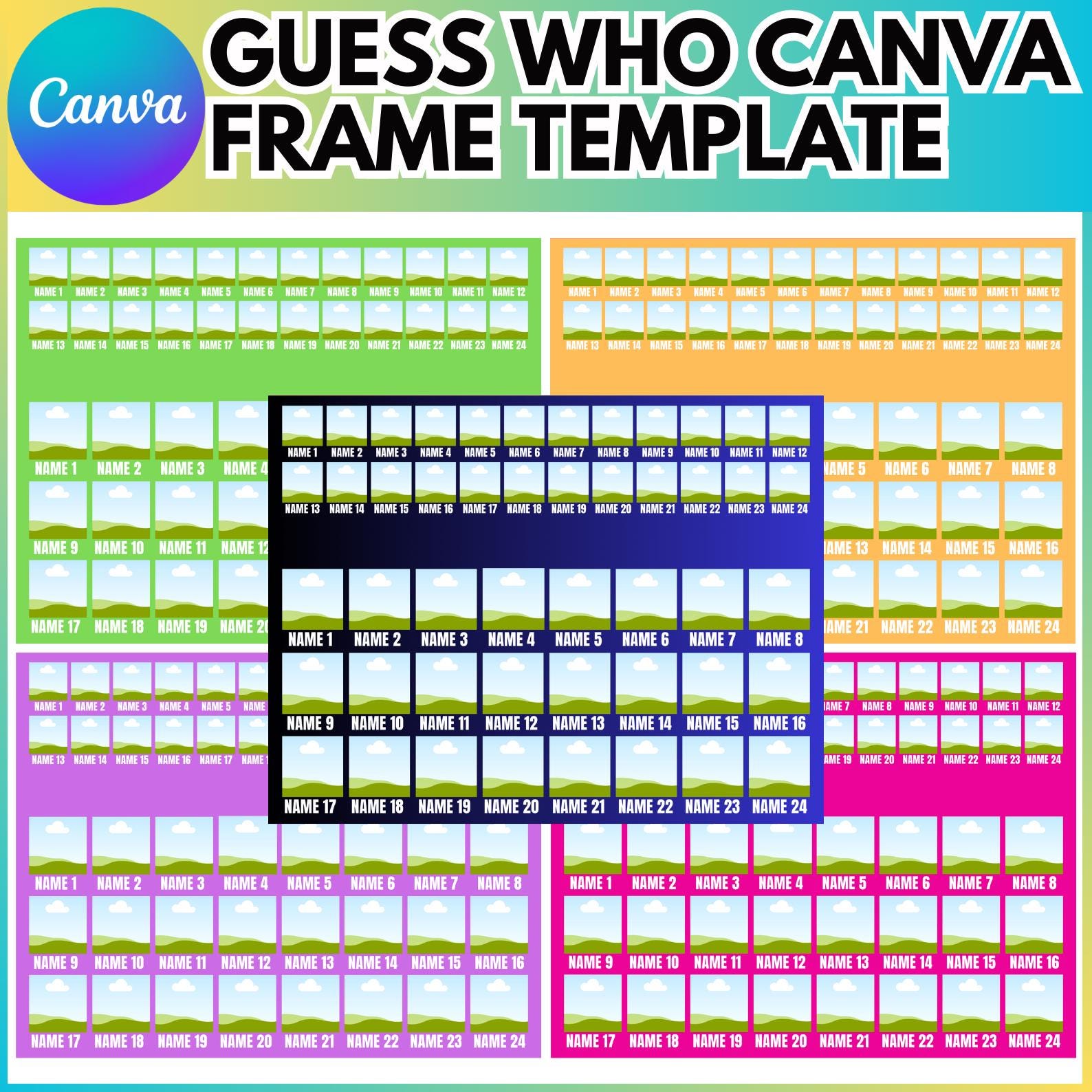 Custom Guess Who Canva Editable Template, Canva Guess Who Game, Guess ...