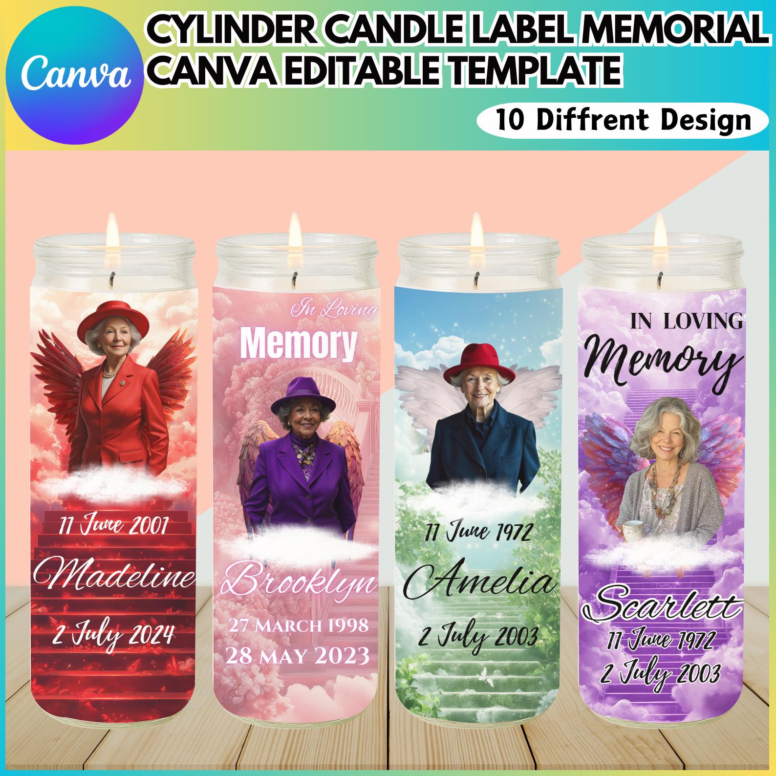 10 Memorial Candle Sticker Label Canva Editable Template, Stairway to ...