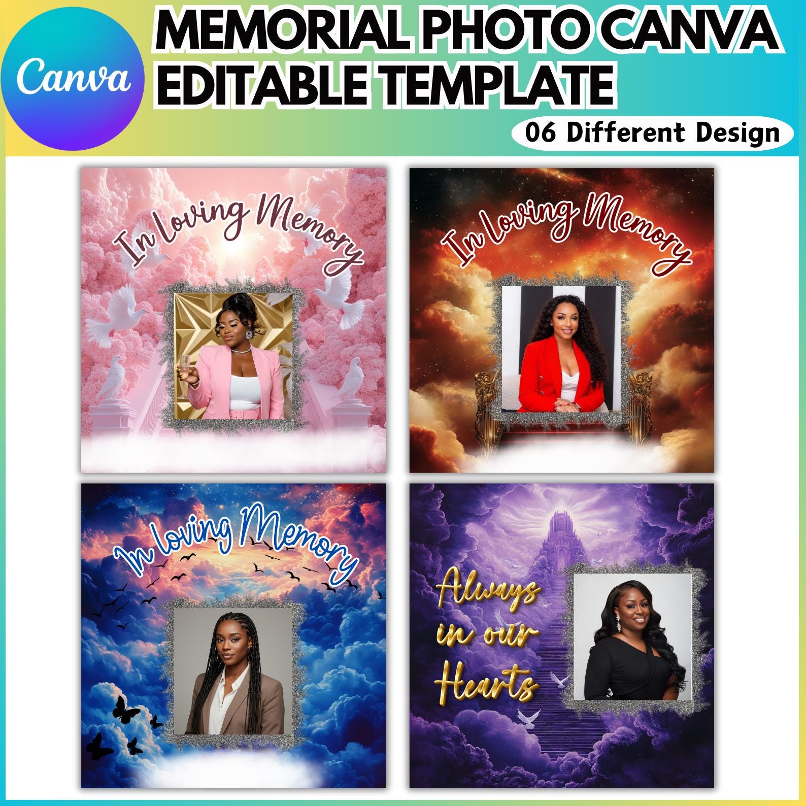 Memorial Photo Canva Editable Template, Rest in Peace, in Loving Memory ...