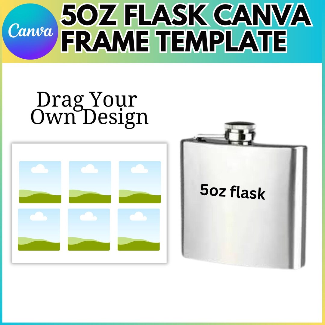 5oz Flask Canva Template, Canva Editable Template, Flask Template, 5oz ...