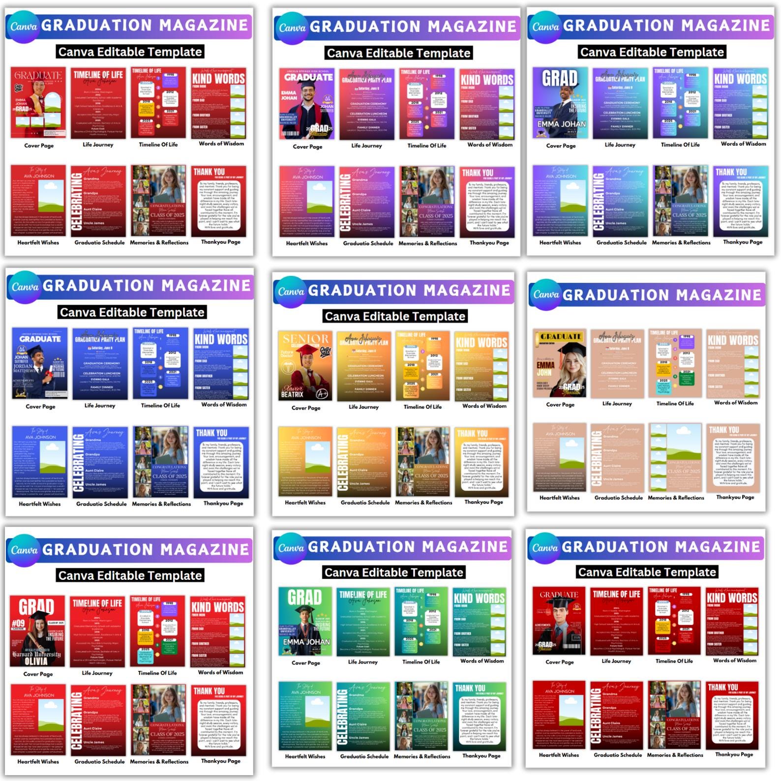 30 Graduation Magazine Canva Editable Mega Bundle, Senior 2025 ...