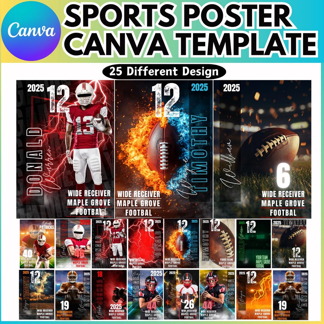 Sports Poster Canva Template, Sports Background & Digital Backdrop ...
