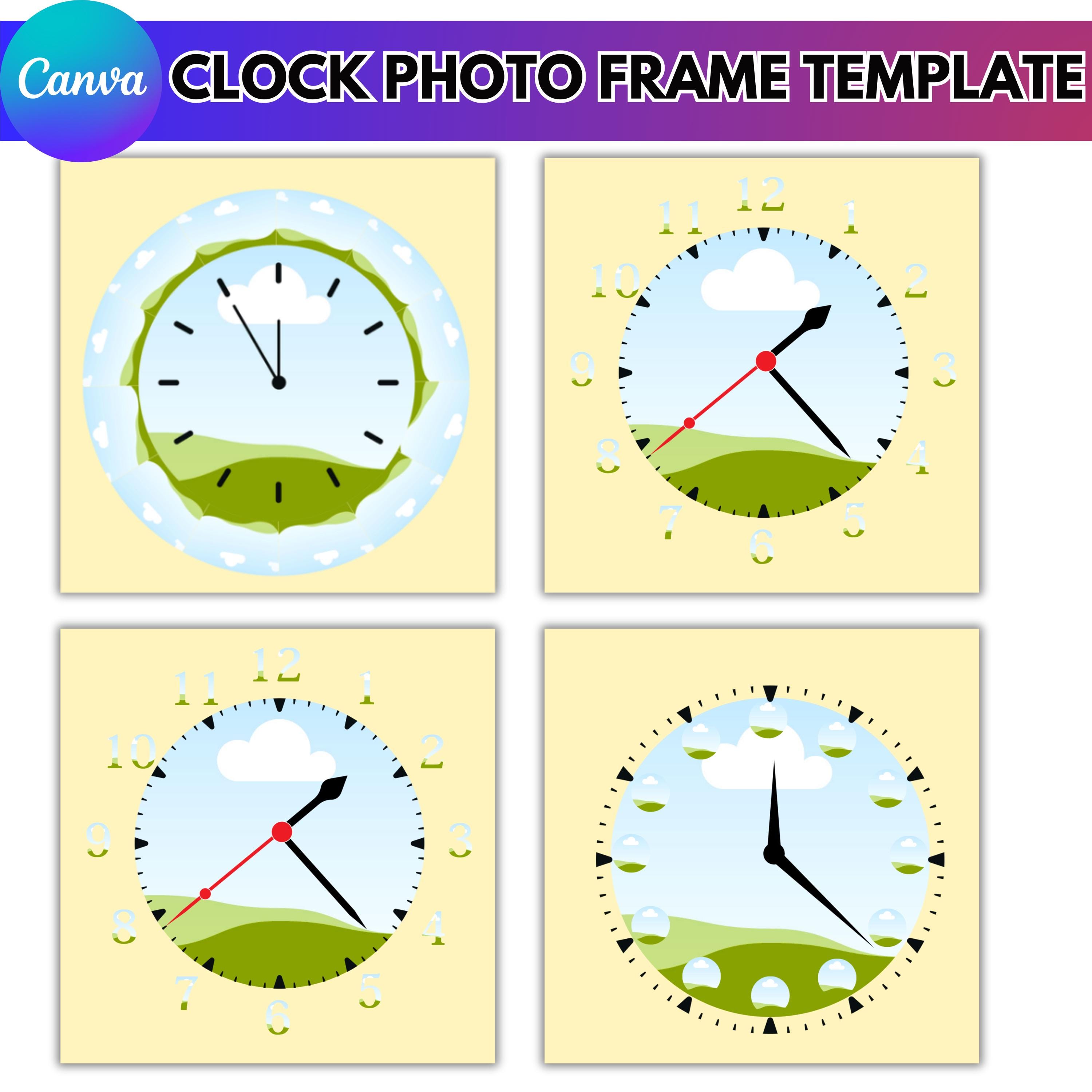 Clock Photo Collage Template, DIY Family Keepsake, Round Clock ...