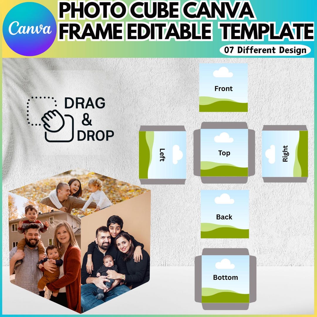 Photo Cube Canva Editable Template, Custom Photo Frame Cube Box, Photo ...