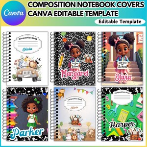 Composition Book Cover Mega Bundle, Canva Composition Notebook Design ...