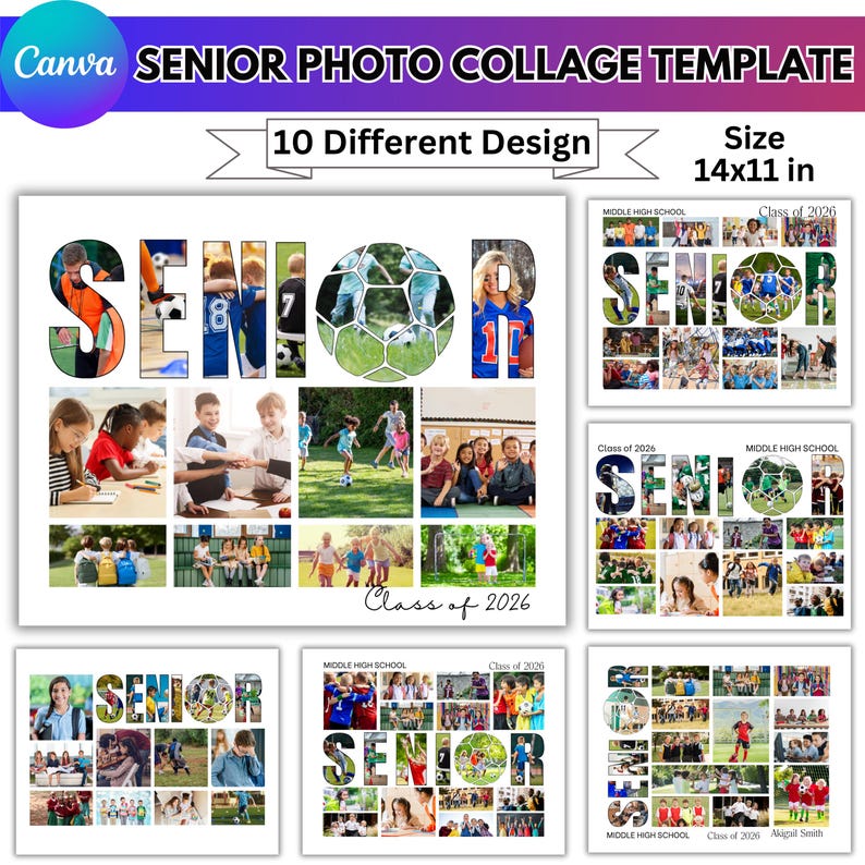 Editable 2026 Photo Collage Template, Custom New Year Printable Wall ...