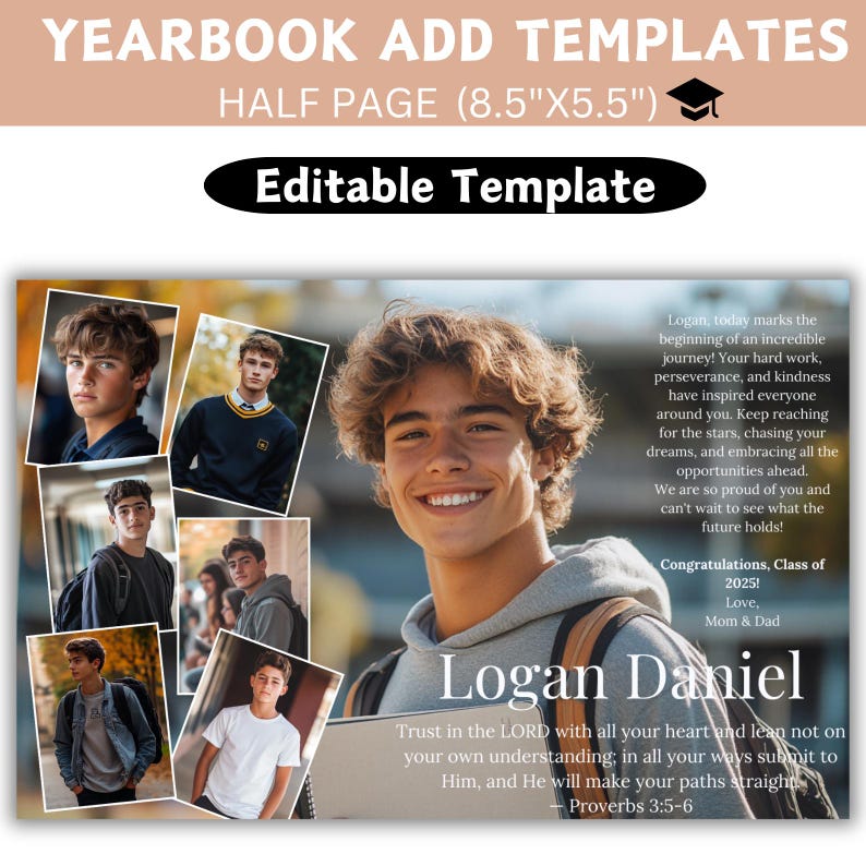 Half Page Yearbook Ad Canva Editable Template, Senior Yearbook Ad ...