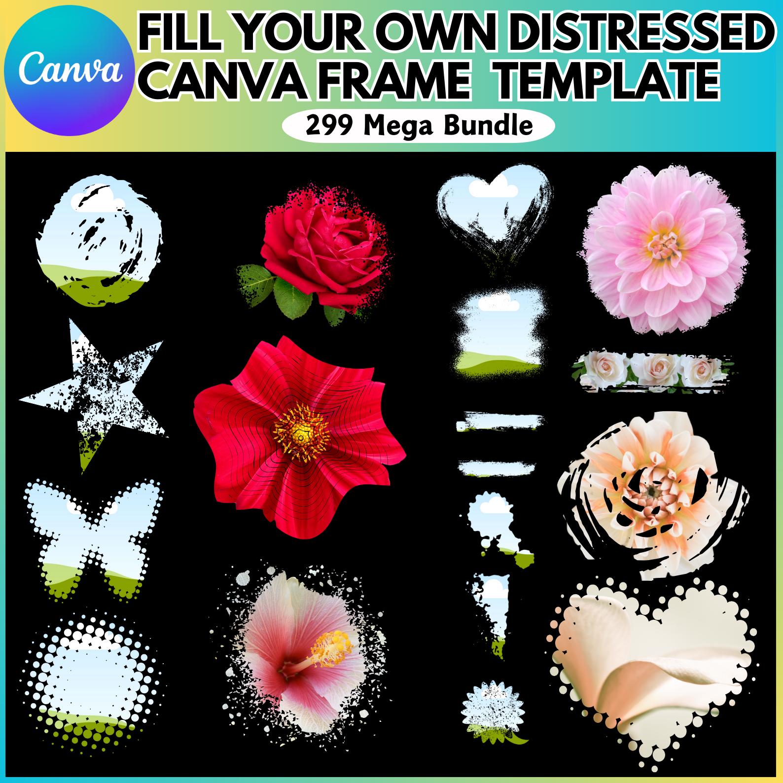 Fill Your Own Distressed Mega Bundle Canva Editable Frames Template ...