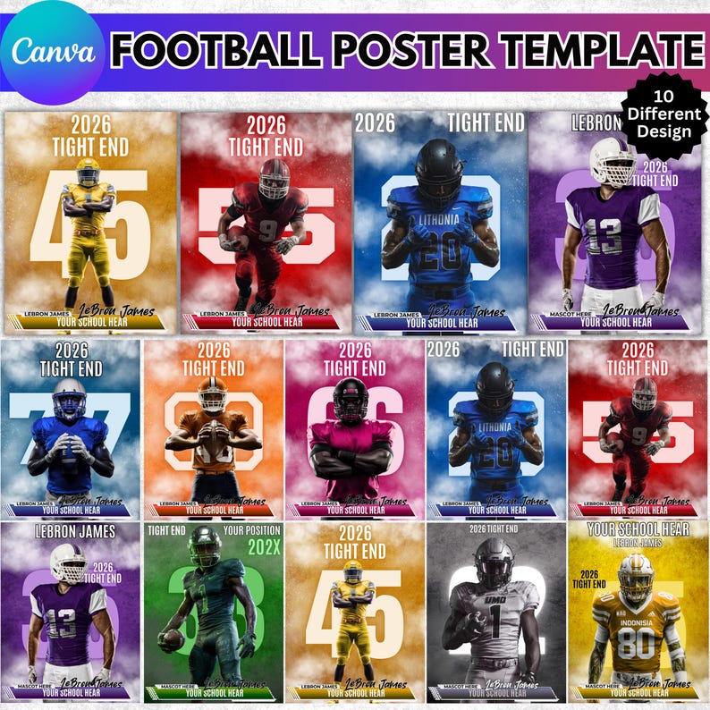 Football Poster Canva Template, Senior Sports Memory Mate, Night Game ...