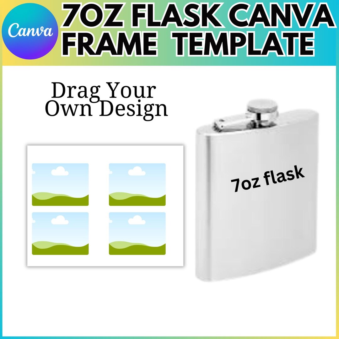 7oz Flask Canva Template, Canva Editable Template, Flask Template, 7oz ...