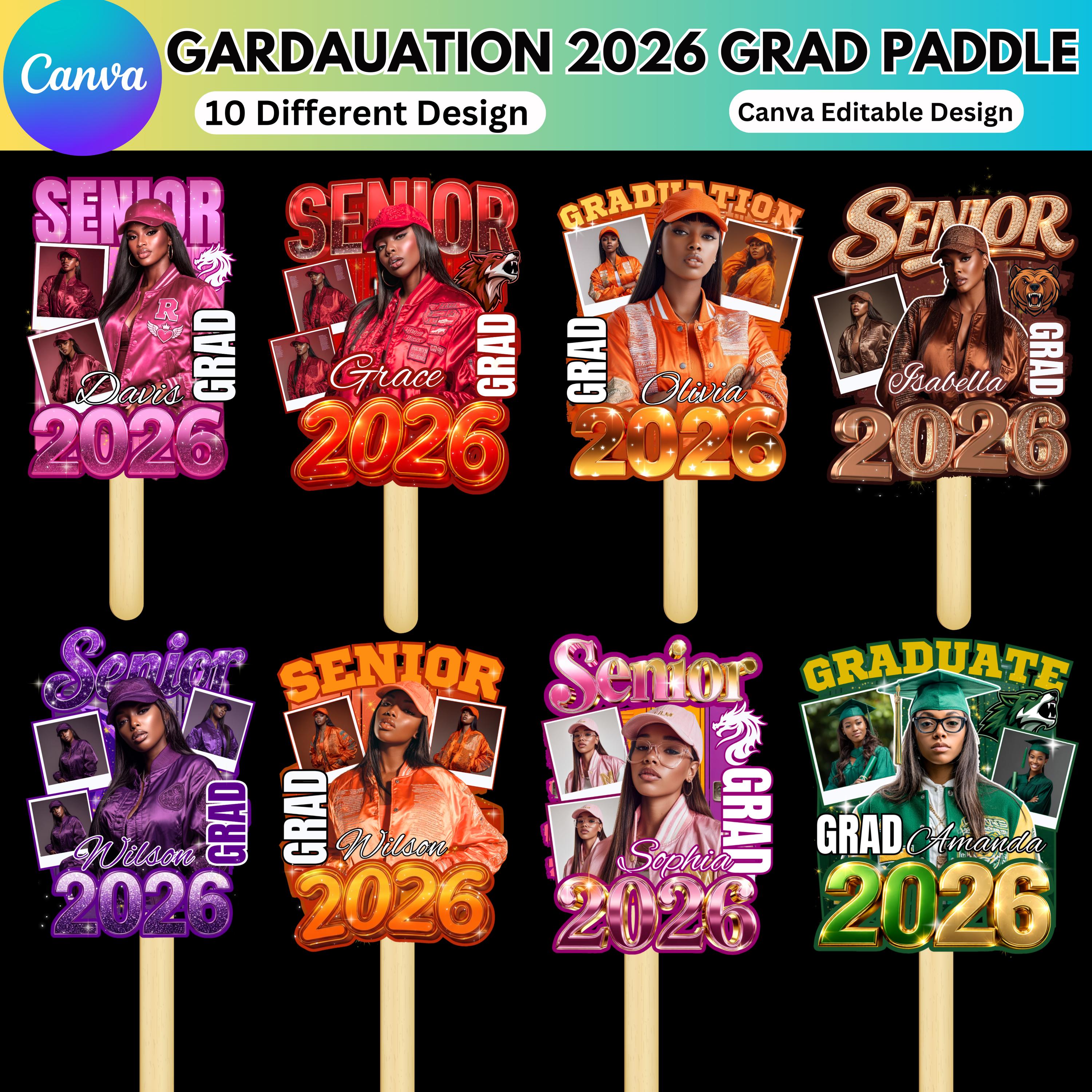 Grad Fan 2026 Canva Editable Template, Class of 2026 Graduation Paddle ...