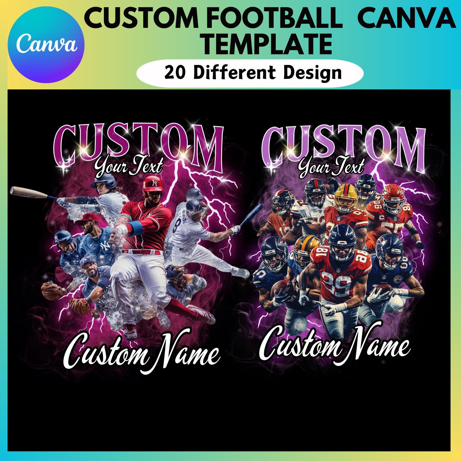 Football Mascot Shirt Editable Canva Template, Photo Collage Shirt ...